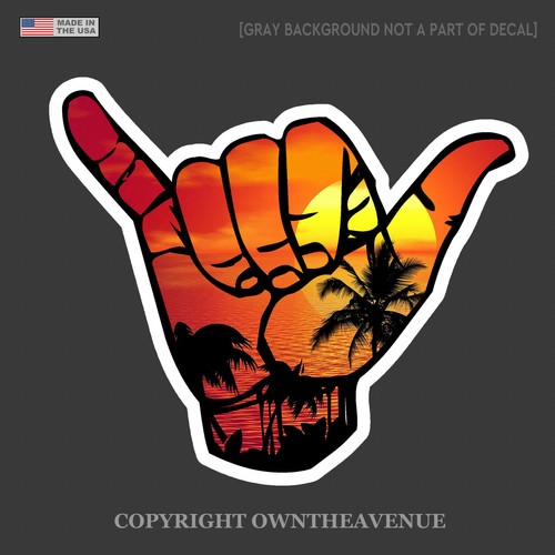 Shaka Hang Loose Beach Ocean Sunset Sticker Car Window Bumper JDM ...