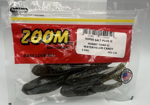 Zoom Fishing Lures 083120 Horny Toad 4 1/4 Inch Watermelon Candy 5 Per ...