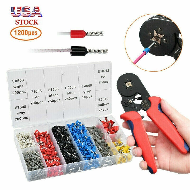 Ferrule Crimping Tool Kit AWG 23-7 Self-Adjustable Ferrel Crimper Kit ...
