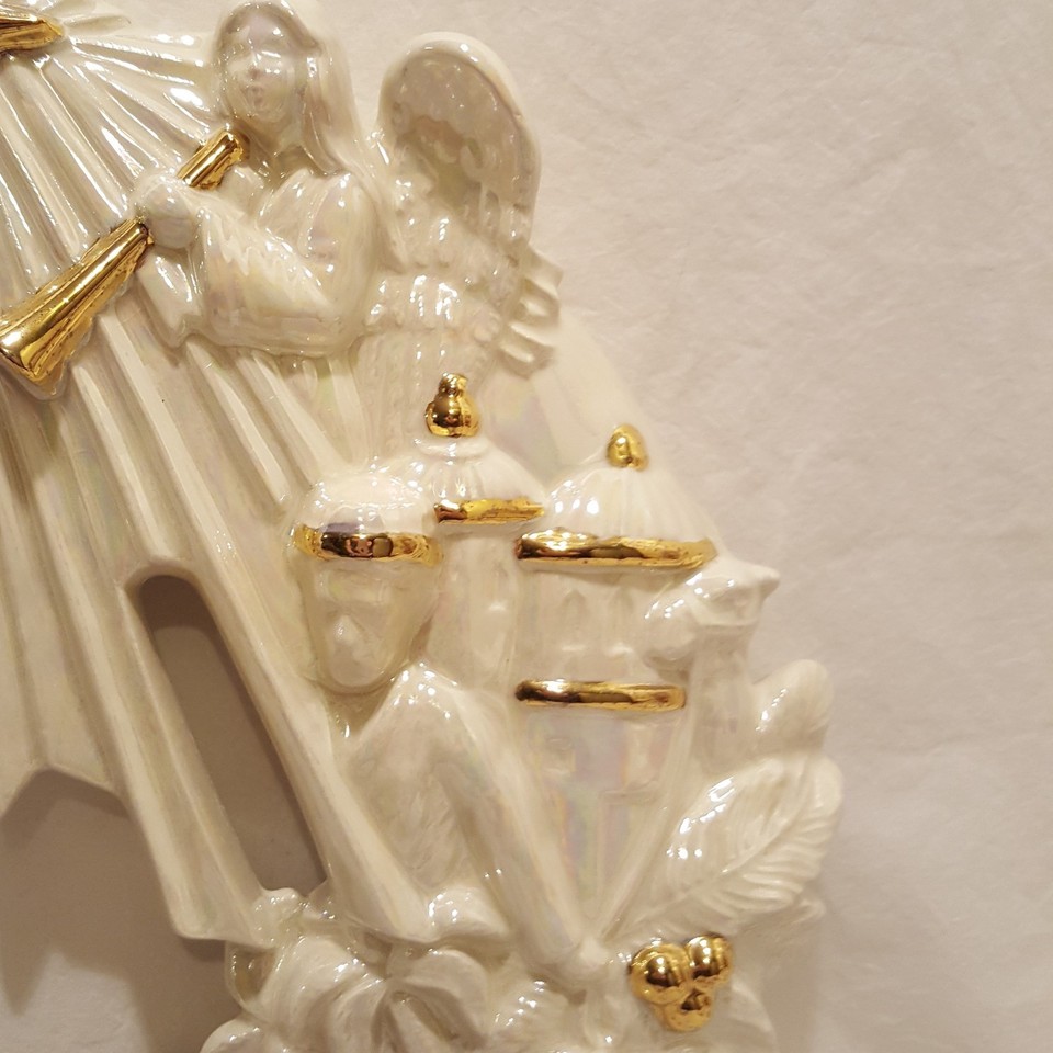 Nativity Christmas Wreath Hand Painted Baby Jesus Angels Wisemen Mary ...