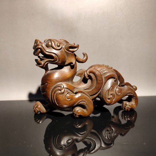 chinese wooden dragon statue wood carving antique desk decor boxwood ...