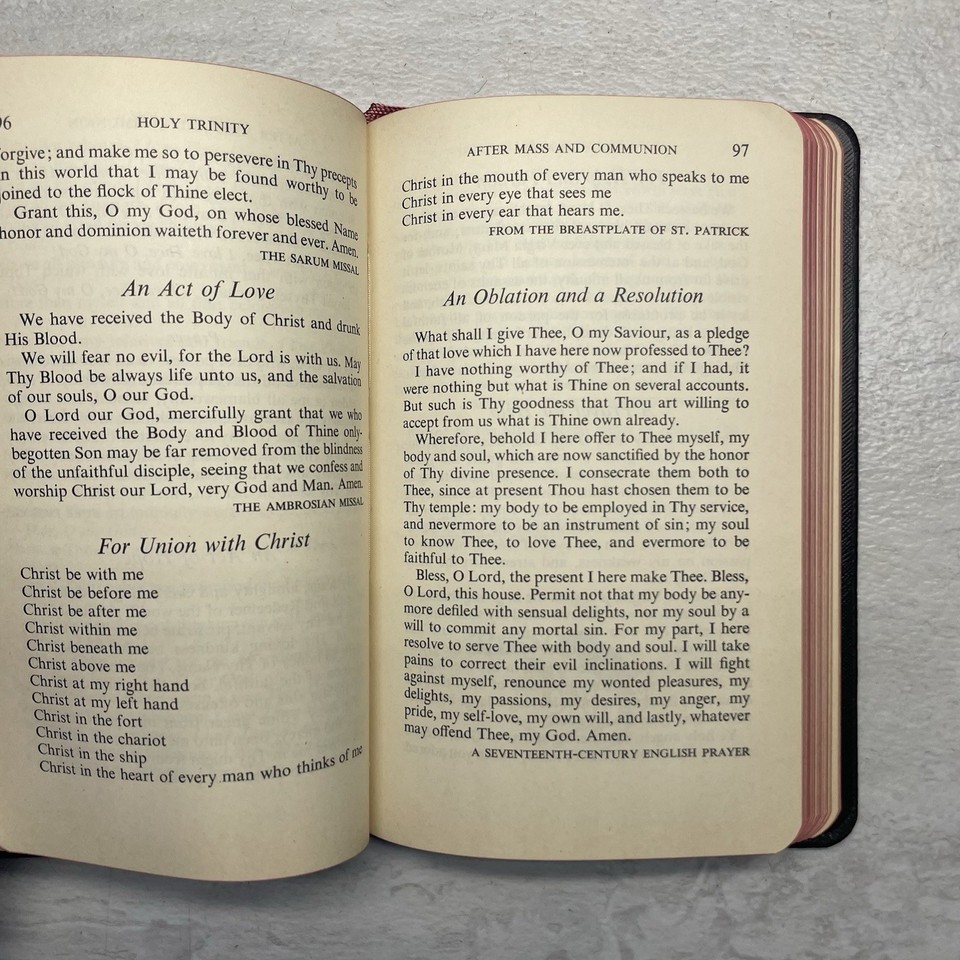 HOLY TRINITY BOOK OF PRAYERS 1952 John K. Ryan - Leather Cover Catholic ...