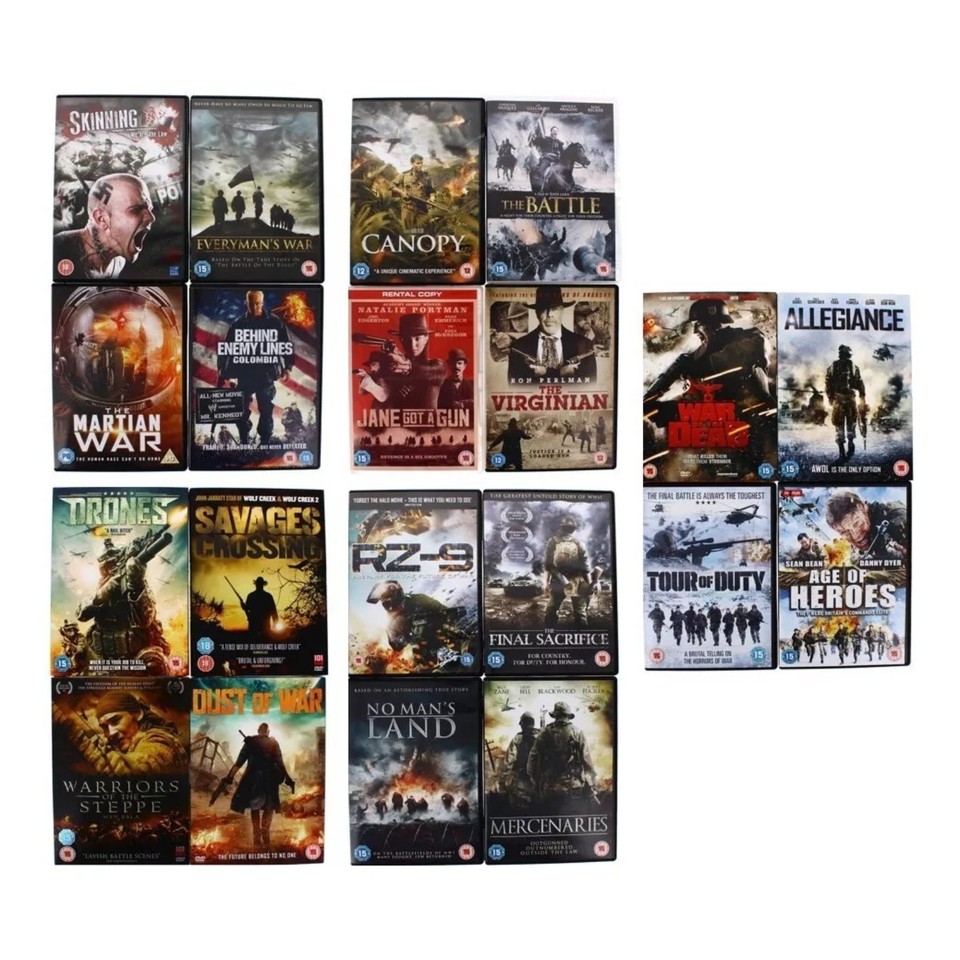 20x War Movie DVD Set – Mixed Titles Army/Military Action Film Gift ...