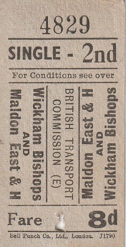 Bell Punch Ticket. B.T.C. Wickham Bishops and Maldon East. Single 2nd ...