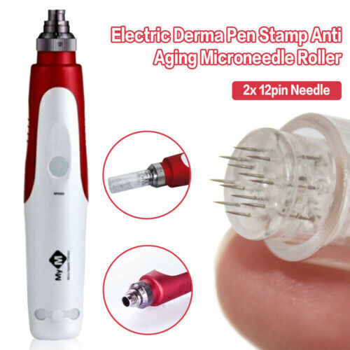 Electric Derma Stamp Pen Auto Anti Aging Micro Needle Roller Facial ...