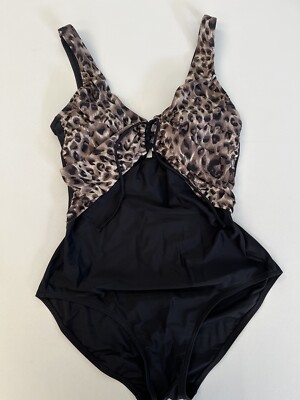 Full piece Swimsuit Size 12 Leopard Animal Print One Piece Bathers ...