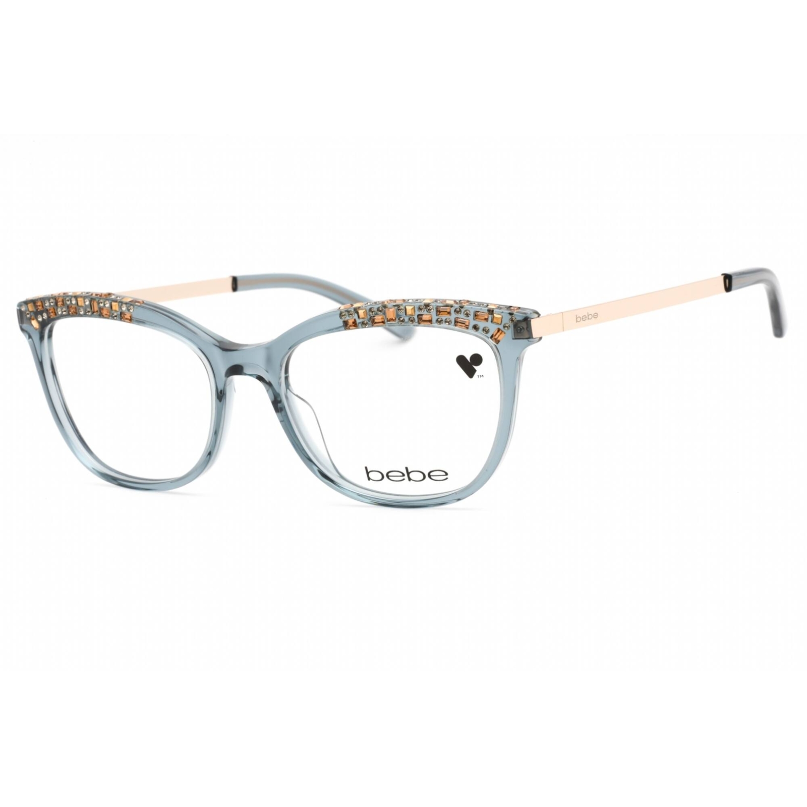 Bebe Women's Eyeglasses Aqua Crystal Plastic Full Rim Rectangular ...