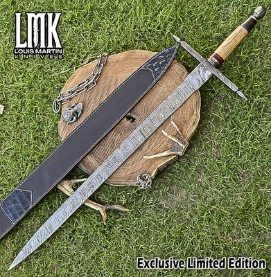 LMK Forged Twist Damascus Sword Hard Wood Veterans Gift Damascus Guard ...