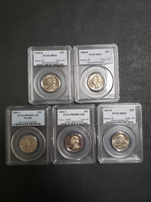 LOT of 5 Different PCGS Slabbed Graded U.S. Quarter Coins BLUE LABEL | eBay