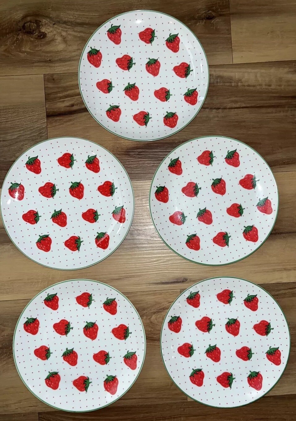 Set Of 5 Rosenthal Netter Japan Strawberry Swiss Dot Plates 8 1/4 Inch ...