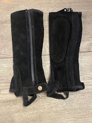 Riding Chaps PERRI'S BLACK ZIP HALF CHAP Children’s Medium Kids Youth ...