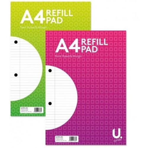 2x A4 Refill Pad Lined Ruled Paper Notepad Book with Margin School ...