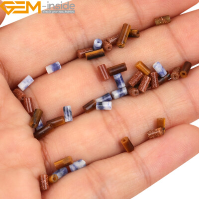 Natural Assorted Gemsone Beads Tube Column Spacer Beads Jewelry Making ...