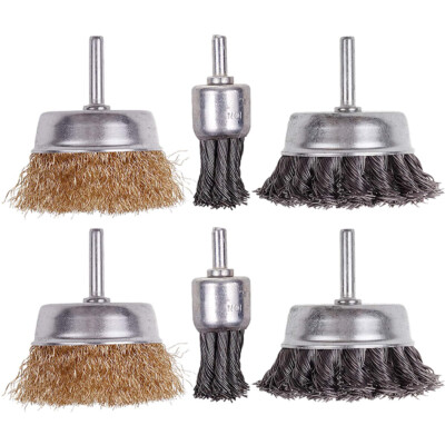 Rotary Steel Wire Brush Drill Attachment Cup Wheel Set Tool Paint Rust ...
