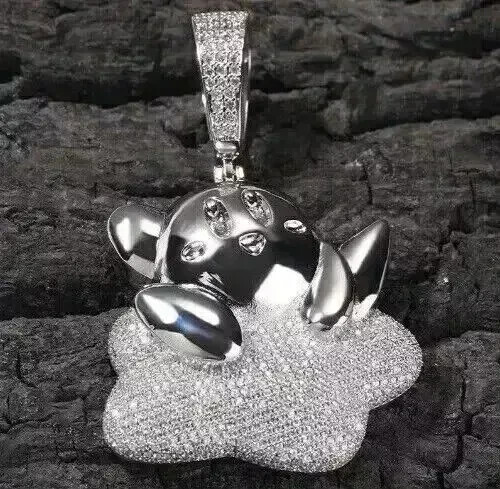 Men's 3Ct Round Lab Created Diamond Bling Cartoon Pendant 14K White ...