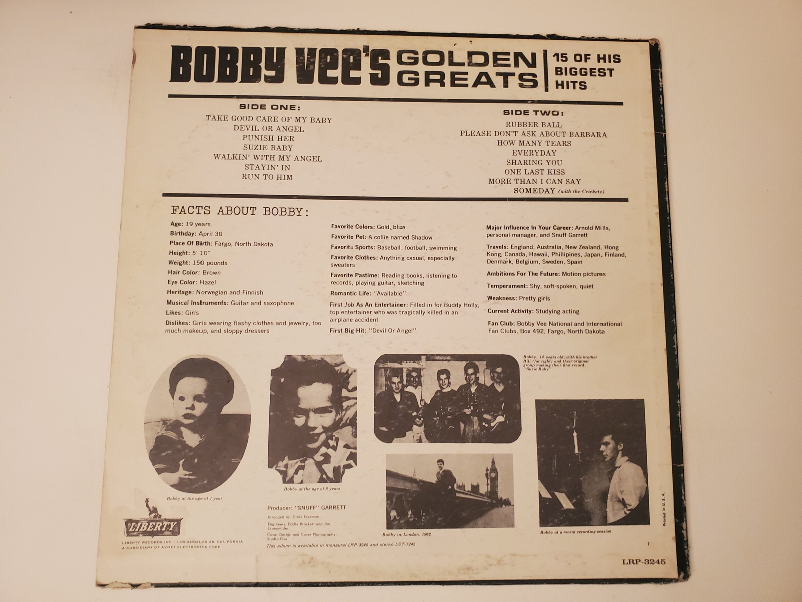 Bobby Vee - Bobby Vee's Golden Greats (Vinyl Record LP) | eBay