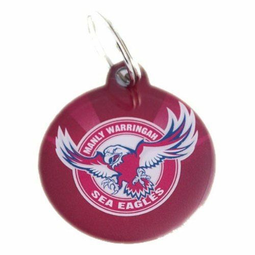 MANLY SEA EAGLES NRL TEAM LOGO STAINLESS STEEL PET ID TAG FOR CAT OR ...
