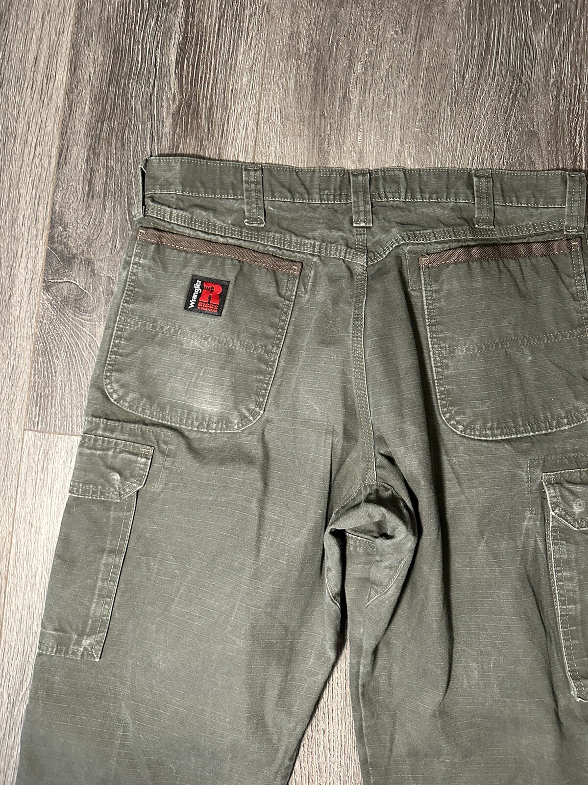 Wrangler Riggs Workwear Pants Mens Green Carpenter Cargo Ripstop ...