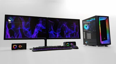 Gaming PC Setup Bundle i7 Dual Monitor Screen 1TB SSD 32GB RTX 3050 ...