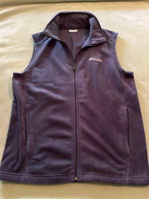 Columbia Vest Adult Small Blue Fleece Full Zip Outdoors Sleeveless Mens ...