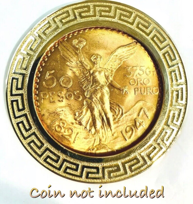 GOLd Bezel 50 pesos pendant 14k mexican centenario coin frame bisel ...