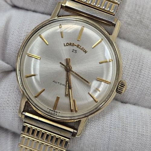 VINTAGE LORD ELGIN 25 JEWEL AUTOMATIC 10K YELLOW GOLD MENS WRIST WATCH ...
