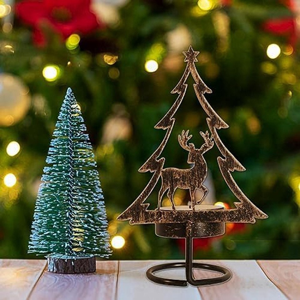 Metal Candle Holder Christmas Matle Table Centerpiece Reindeer ...