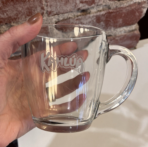 KAHLUA Etched Logo Coffee Cup Tea Mug Clear Glass 4in Tall 12oz | eBay
