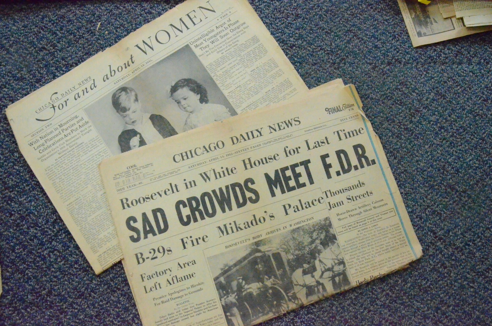 FDR Roosevelt Death White House WW2 April 14th 1945 Chicago Newspaper ...