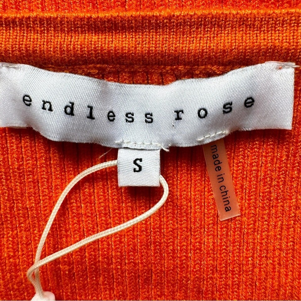 NWT Endless Rose Cropped Top Double Shoulder Strap Knit Cami Orange ...