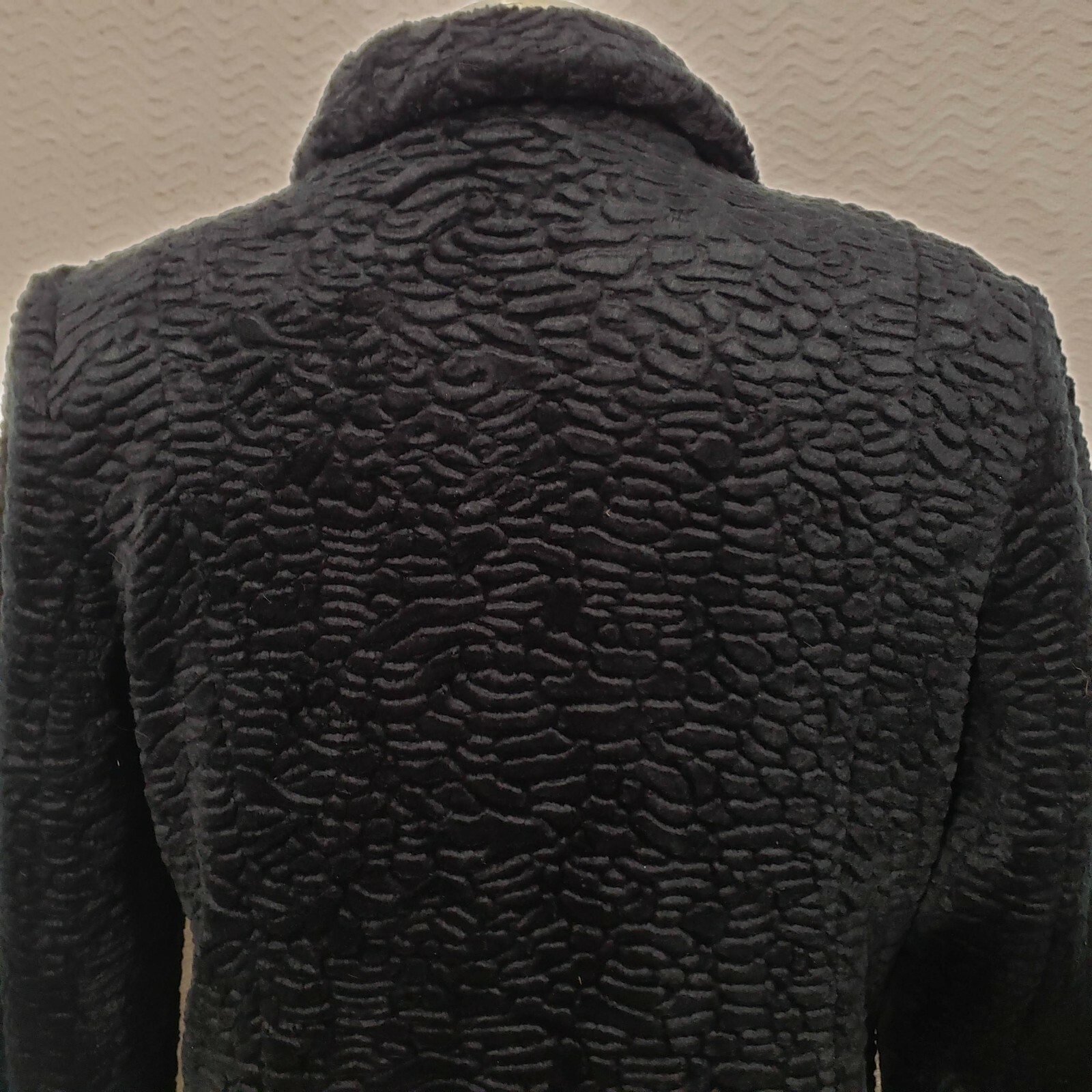 Alpine Studio Faux Karakul Sheep Texture Black Coat … - Gem