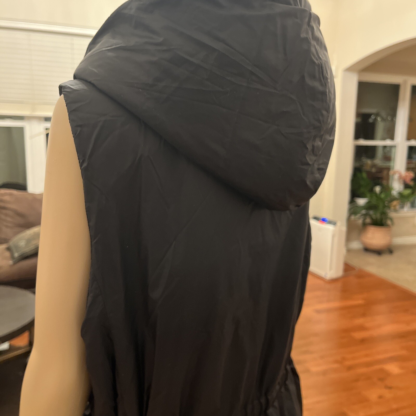 NWT Eileen Fisher Black EGGSHELL RECYCLED NYLON HOODED VEST Size L MSRP ...