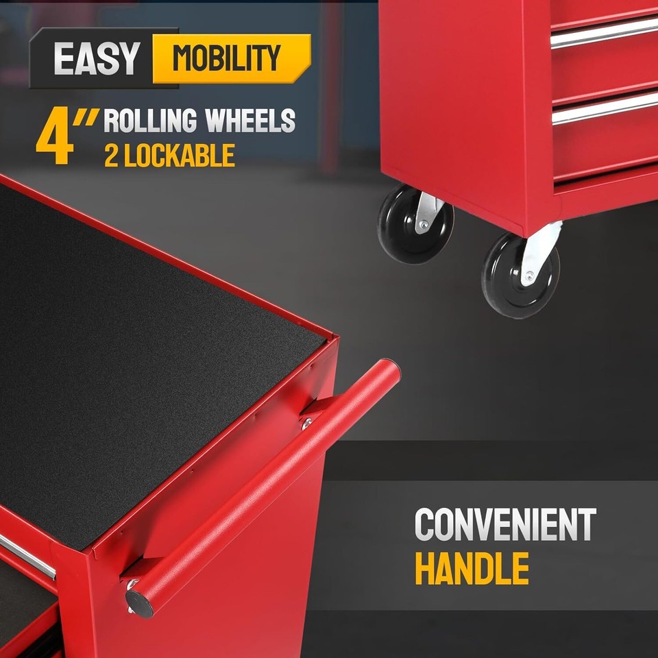 Heavy Duty 7-Drawer Rolling Tool Chest Tool Box with Lock & Key & Side ...