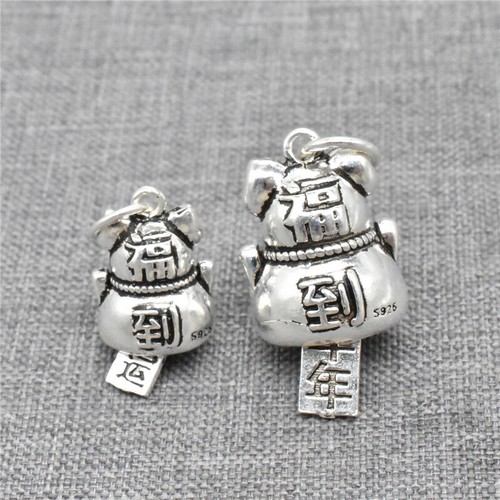 925 Sterling Silver Good Luck Pig Bell Charm Pendant for Fortune ...