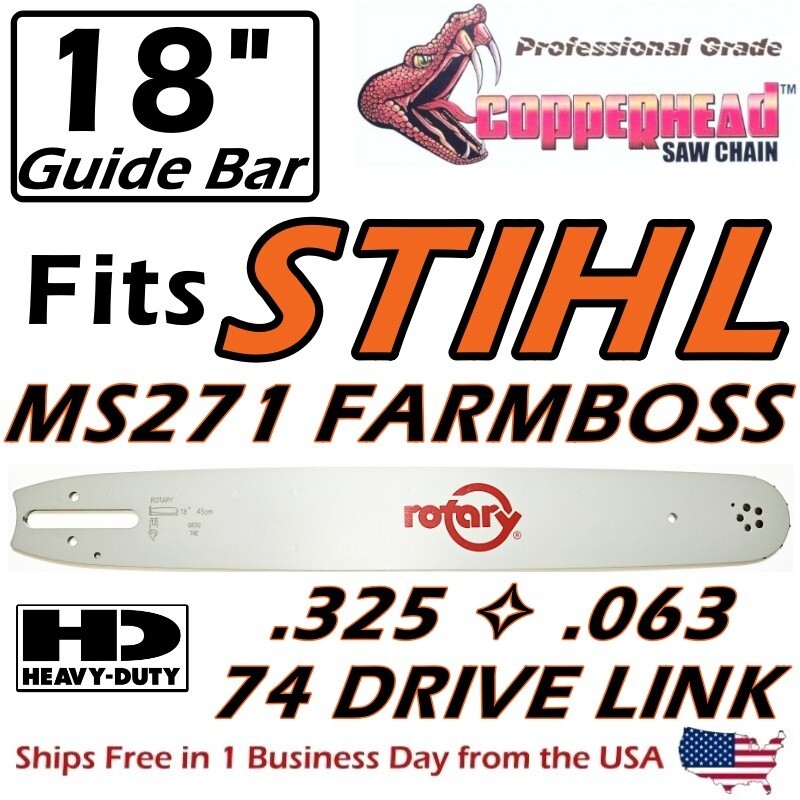 COPPERHEAD 18" BAR for STIHL MS271 FARMBOSS - 3003 008 6817 - .325 ...