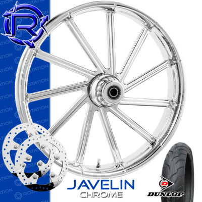 Rotation Javelin Chrome Custom Motorcycle Wheel Package Harley 21 ...