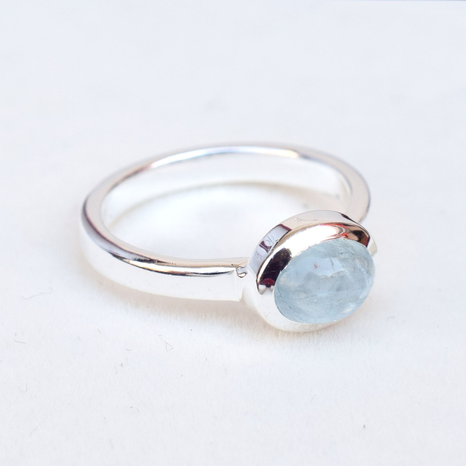 Solid 925 Sterling Silver Aquamarine Ring Birthstone Gift Aquamarine ...