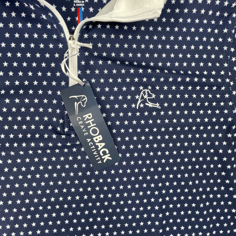 RHOBACK Mens SMALL The Armstrong Performance Quarter Zip USA Flag Stars ...