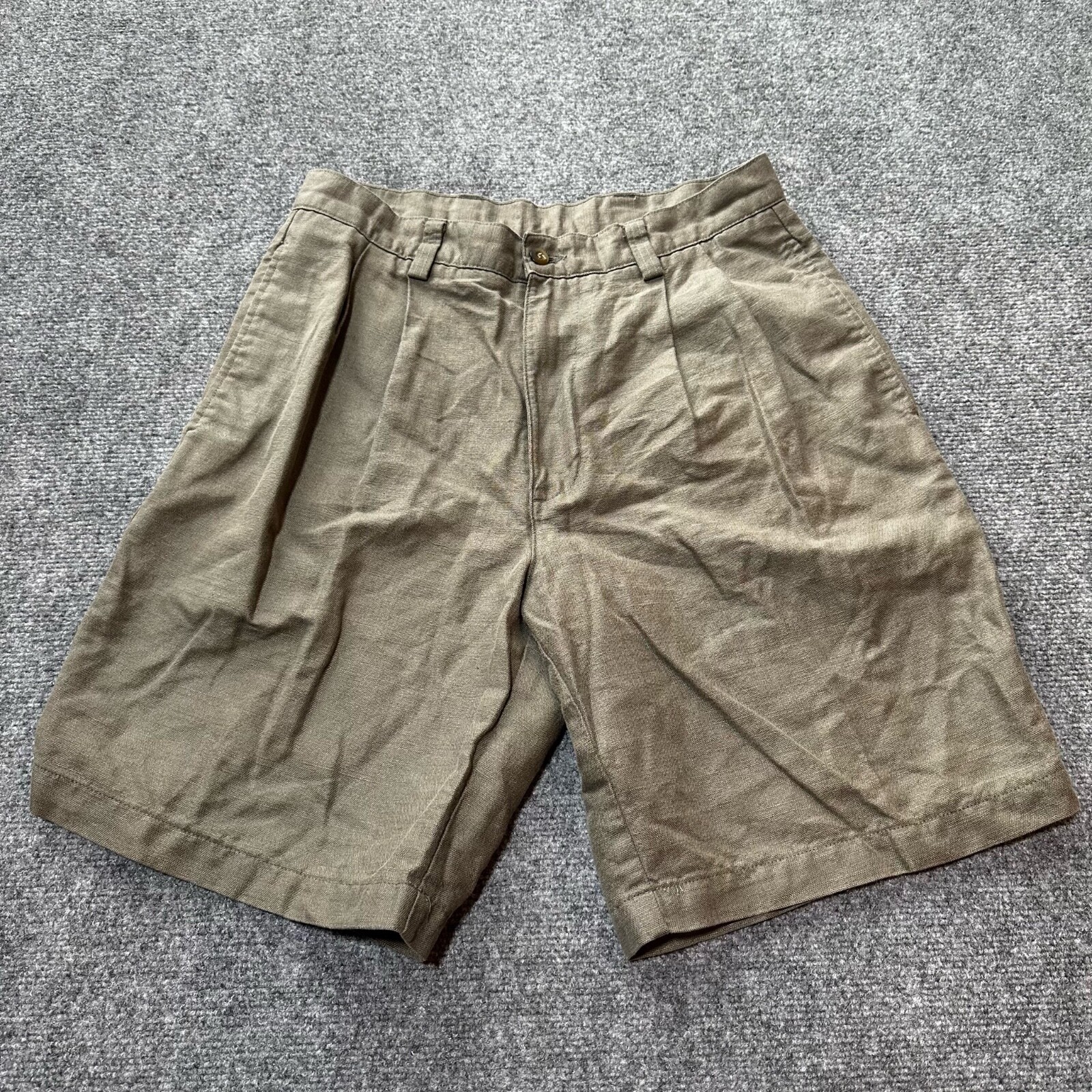 Dockers Shorts Mens 32 Brown Cotton Blend Chino Pleated Slash Pockets ...