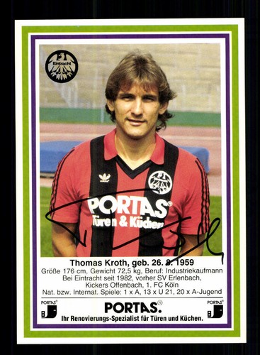 Thomas Kroth Autogrammkarte Eintracht Frankfurt 1984-85 Original + A ...
