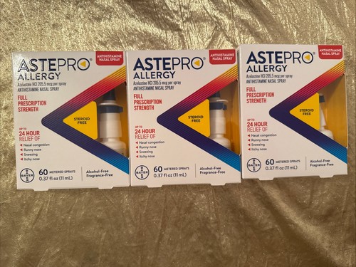 3 Packs Bayer Astepro Allergy Nasal Spray 60 Metered Sprays, 0.37 fl oz ...