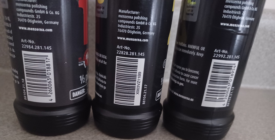 Menzerna Kit - 3x 8 oz Heavy Cut 1000/Medium Cut 2500/Super Finish 3800 ...