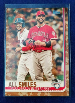 Albert Pujols Mookie Betts 2019 Topps Camo All Smiles 01/25 Angels Red ...