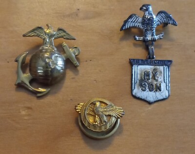 WW2 Sterling Silver My Son In Service Pin US Marines EGA Ruptured Duck ...