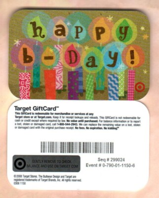 TARGET Happy Birthday Candles ( 2008 ) Gift Card ( $0 ) V1 | eBay