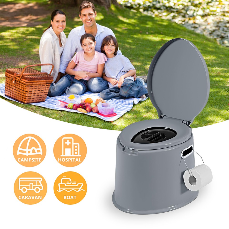 6L PORTABLE CAMPING TOILET POTTY WITH POP-UP PRIVACY TENT SHOWER HIKING ...