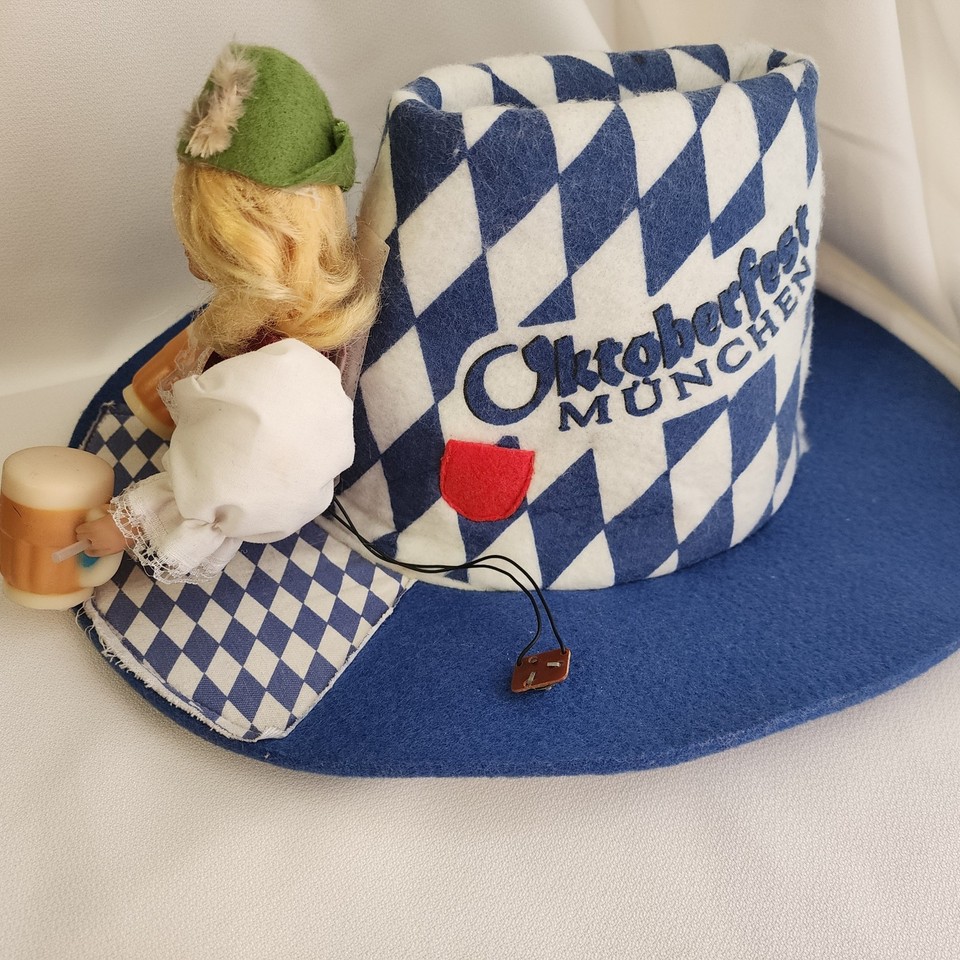 Oktoberfest München Felt Party Hat with Removable Beer Server Blue ...
