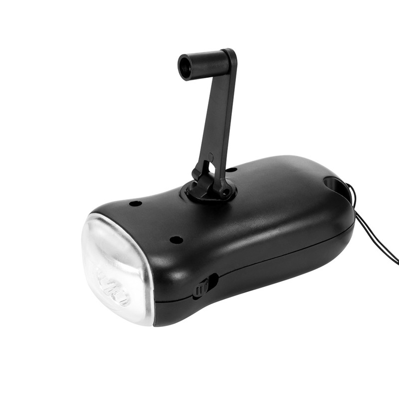 Hand Crank Generator Wind Up Solar Powered 3 LED Manual Flashlight ...