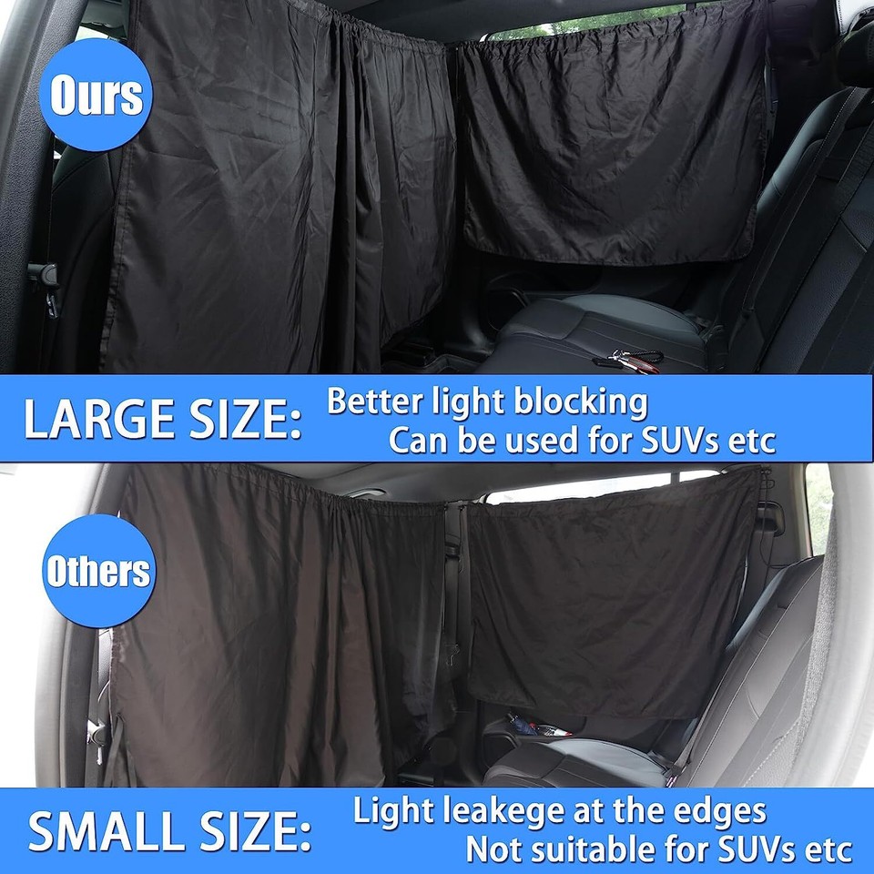 3x Car SUV Divider Curtains Sun Shade Side Window Cover Privacy Travel ...