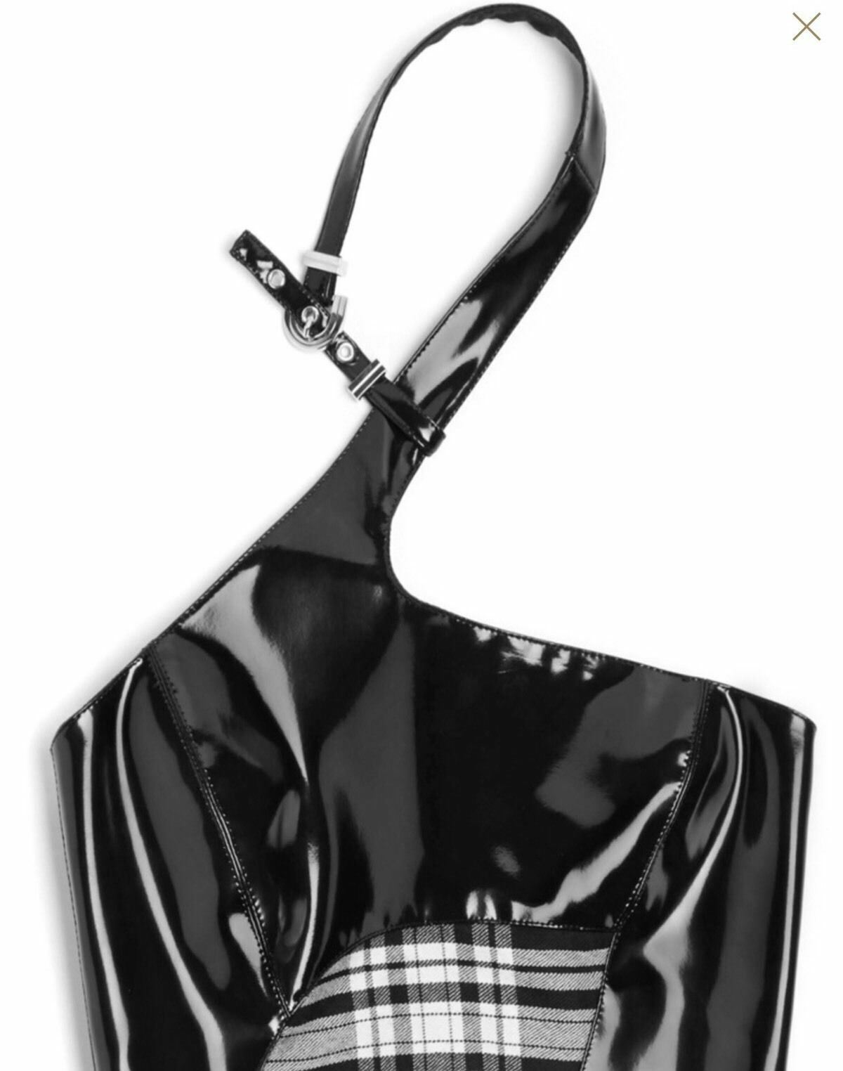 NEW Versace So Sexy Runway Black Slick Patent PVC Halter Dress (Size 40 ...